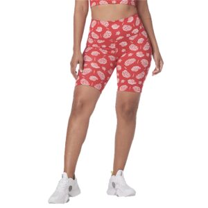 zumba biker shorts clothes for women workout high waisted shorts, m, red