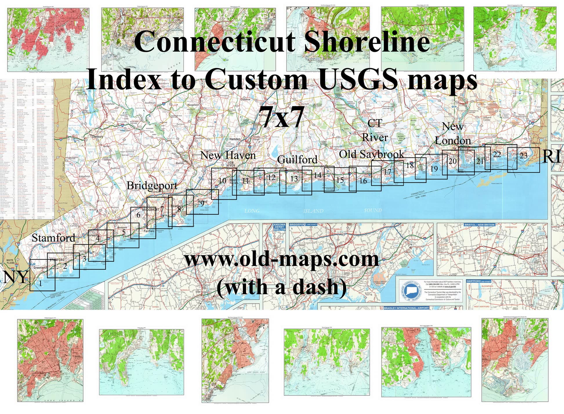 Fairfield Seacoast 1951 - Old Topographic Map USGS Sasco Hill Custom Composite Reprint Connecticut 7x7 - Coast 6-24"x30"