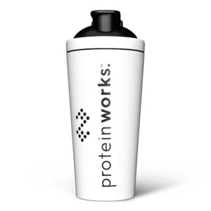 protein works - metallic snowstorm shaker | stainless steel protein shaker | durable | 739ml (accrebwhtshak700ml)