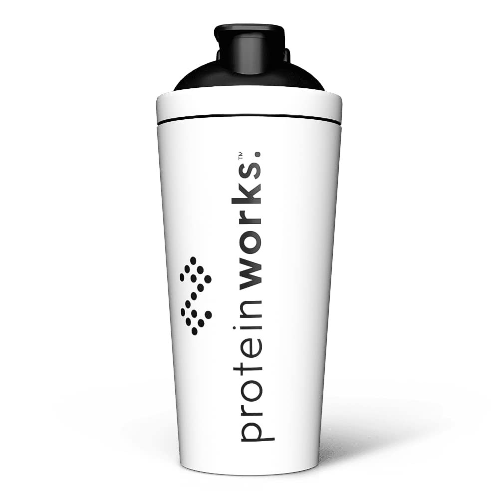 Protein Works - Metallic Snowstorm Shaker | Stainless Steel Protein Shaker | Durable | 739ml (ACCREBWHTSHAK700ML)