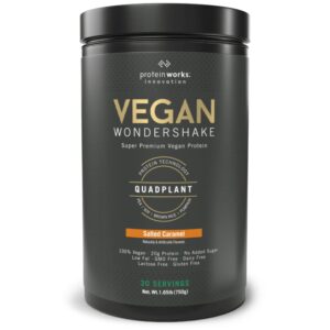 protein works - vegan wondershake | vegan protein shake | super smooth, amazing taste | | 21g plant based protein | premium vegan blend | low calorie | 30 servings | salted caramel