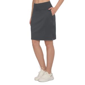 MakyeAme Women's 20" Knee Length Golf Skorts Skirts Casual Athletic Tennis Modest Skirts High Waist with Pockets UPF50+, Dark Grey XL