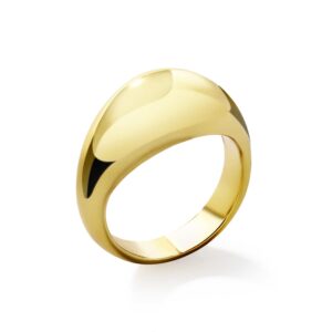 me&hz chunky dome rings, 18k gold plated statement rings for women knuckle thick band chunky rings cocktail party minimalist signet ring, size 8