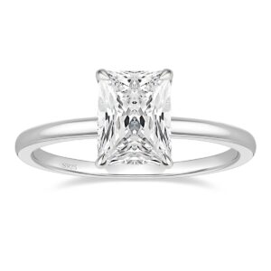 eamti 3ct 925 sterling silver engagement rings radiant cut solitaire cubic zirconia cz wedding promise rings for her wedding bands for women size 6