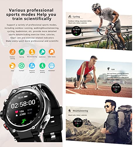 T92 Smart Watch with Earbuds MP3 Bluetooth Headset 3 in 1 1.28 Inch Smartwatch Built-in Wireless Earbuds Speaker Round Fitness Tracker Music Body Health Monitor (Black)