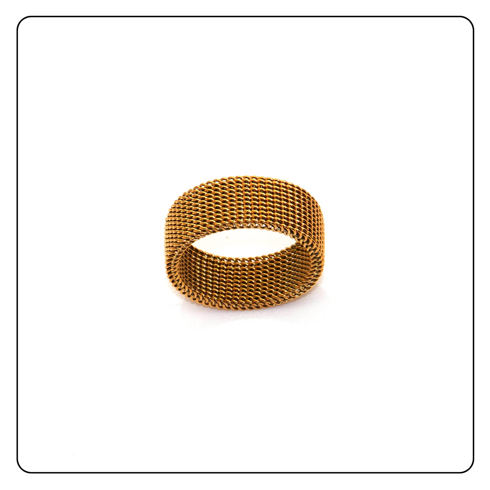 Fusamk Fashion 18K Gold tainless Steel Mesh Band Ring(Gold(9))