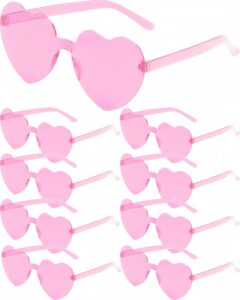 zhangby 9 pairs heart sunglasses for women frameless trendy transparent hot pink glasses (pink)