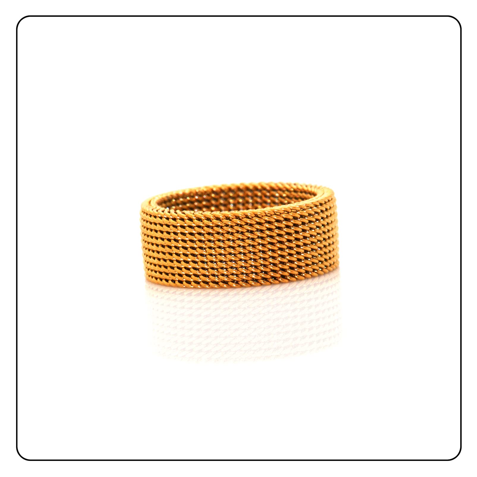 Fusamk Fashion 18K Gold tainless Steel Mesh Band Ring(Gold(9))