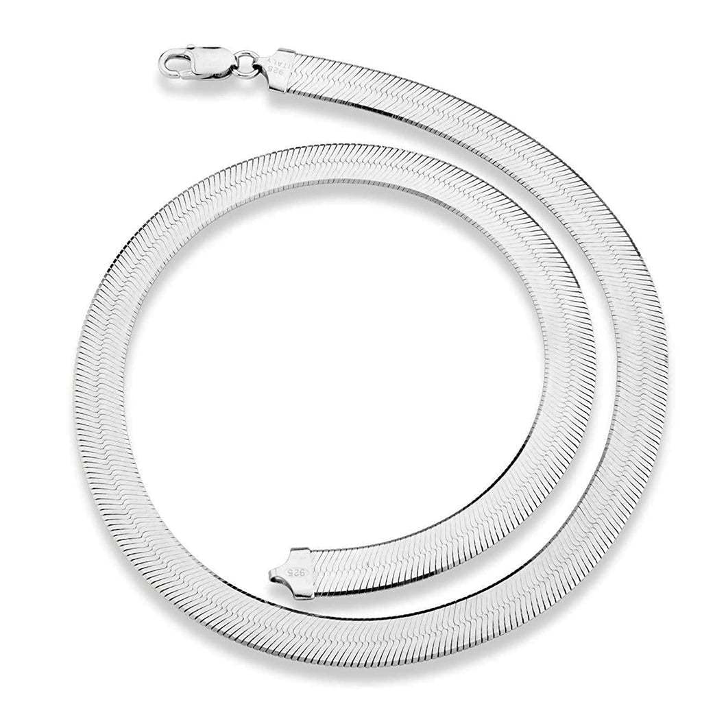 The Diamond Deal REAL 925 Sterling Silver 5.4mm Herringbone Chain with Lobster Clasp, Flat Chain, Unisex (18 IN And 5.4 MM)