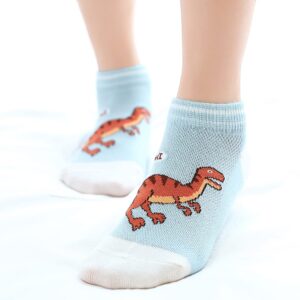 CHUNG Boys Cotton Ankle Socks 5/10 Pack Low Cut Dinosaur Mesh 2-9Y Light Weight Back School Running Sports Casual (2-4Y, 10pk Dino022)