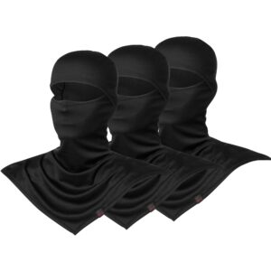 balaclava face mask for sun protection breathable long neck covers for men (black+black+black)