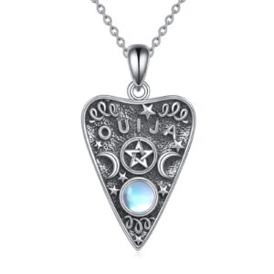 yfn ouija necklace sterling silver ouija board planchette pendant triple moon goddess pentagram jewelry witch gothic wiccan spooky gifts for women