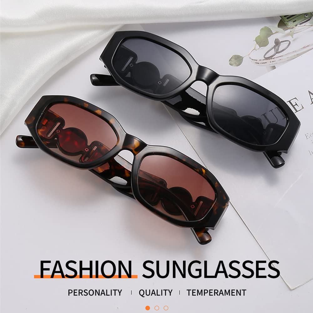 Dollger Rectangle Sunglasses for Women Trendy Irregular Luxury Design Black Sunlasses UV Protection