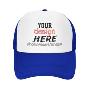 custom trucker hat customize mesh baseball cap add your photo personalized sun hat sports hat for men women blue