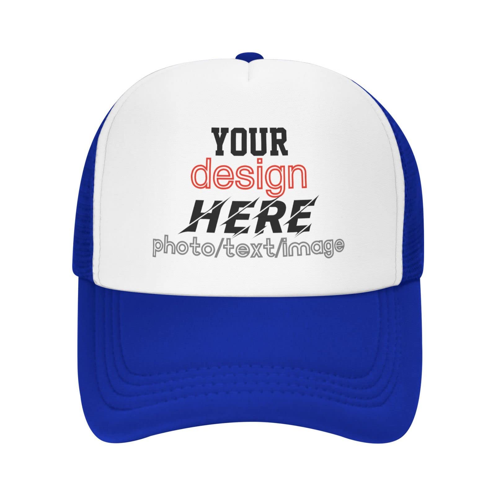 Custom Trucker Hat Customize Mesh Baseball Cap Add Your Photo Personalized Sun Hat Sports Hat for Men Women Blue