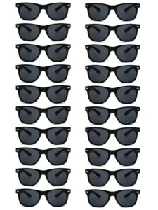 qyvewy 20 pairs wholesale sunglasses for men women in bulk retro 70s 90s adult cheap glasses for party supplies (black)