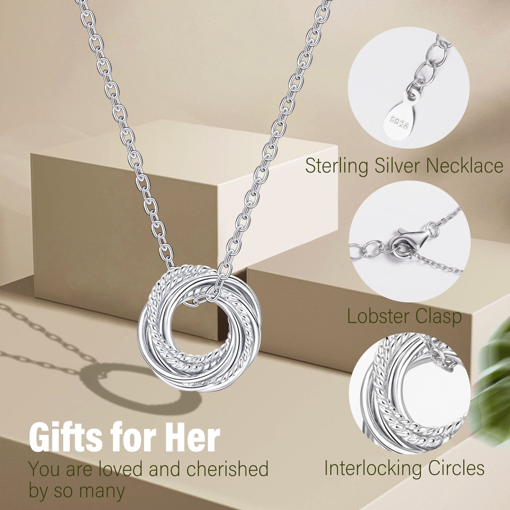 JSJOY 50th Birthday Gifts for Women Mother's Day Gifts for Grandma Turning 50 Women Birthday Gift Ideas 5 Circle Necklace for Her 50 Year Old Birthday Necklace Friend Gifts