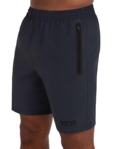 tca elite tech gym shorts men athletic shorts workout running shorts for men with zip pockets - smoke gray, medium