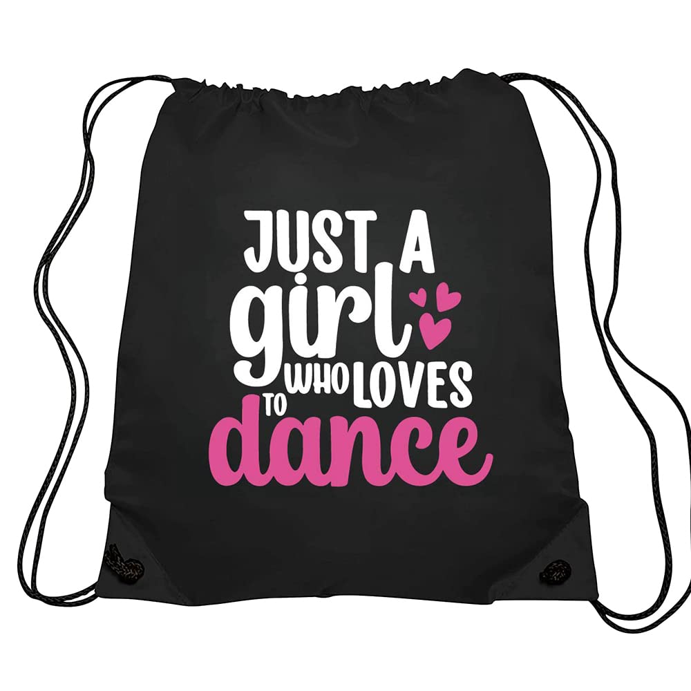 Haizct Just a Girl Who Loves to Dance Backpack, Dance Bags, Unisex Drawstring Backpack Bag for Gym Shopping Sport Yoga Dance Rehearsal, Great Gift for Ballet Dancer Actor Actress