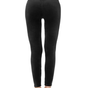 COZZIPLUS Women Velvet Legging- Tummy Control Buttery Soft High Waisted Velour Stretchy Legging (Black, L)