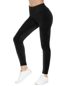 cozziplus women velvet legging- tummy control buttery soft high waisted velour stretchy legging (black, l)