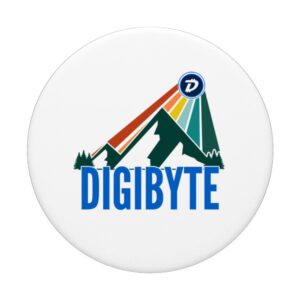 Digibyte DGB Crypto Mountain Sun Rays Cryptocurrency Design PopSockets Swappable PopGrip