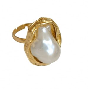 jana winkle geometrical irregular baroque pearl ring women open resizable index finger rings