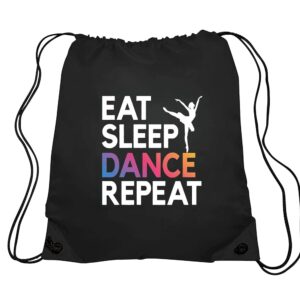 haizct eat sleep dance repeat drawstring backpacks, dance bags, unisex drawstring backpack bag for gym shopping sport yoga dance rehearsal, great gift for ballet dancer actor actress