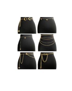 tornito 6pcs multilayer metal hoop link waist chain belt waistbands butterfly tassel belly bikini body thigh hip jewelry side pant chain belt for women