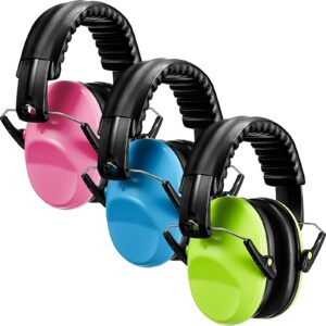 konohan 3 pack noise reduction headphones for kids ear protection earmuffs headphones for autism toddler kids ear muffs 27db(pink, green, blue)