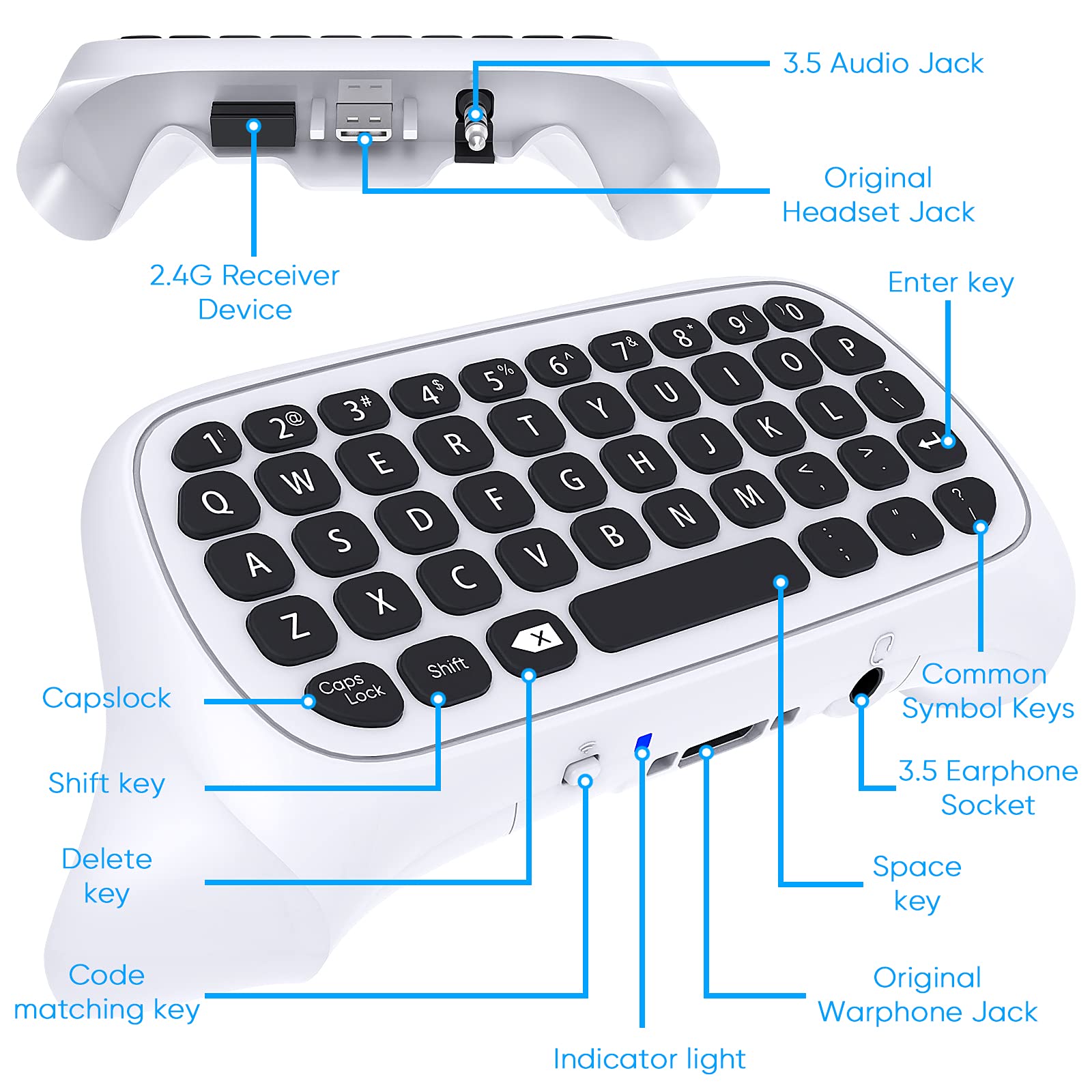 Controller Keyboard for Xbox Series X/Series S/One/S/Controller Gamepad and Upgraded Vertical Cooling Stand with Suction Cooling Fan and Dual Controller Charger Station for Xbox Series S