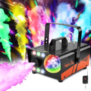 hakuta fog machine, 600w smoke machine with disco ball light and led rgb lights, 2300 cfm spray with auto spray function, great for halloween, christmas, wedding, stage performance and parties