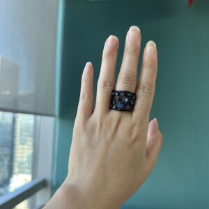 Mytys Black Statement Rings for Women Colorful Crystal Setting Ring Size 8