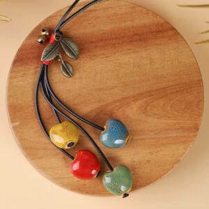 MINACHI Bohemian Leaf and Colorful Heart Shape Beads Lariat Necklace, Long Jewelry for Women