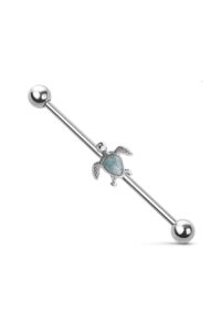 body accentz industrial barbell sea turtle 316l surgical steel bar 14g