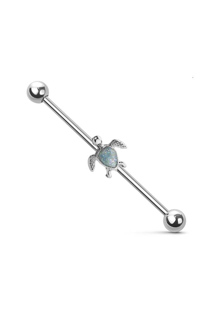 Body Accentz Industrial barbell Sea Turtle 316L Surgical Steel bar 14g