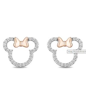 sidapsjewels 0.18 ct mickey mouse & minnie mouse diamond outline stud earrings 14k white gold over