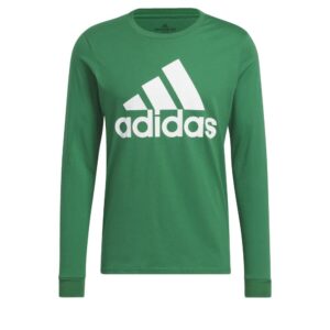 adidas amplifier long sleeve badge of sport tee men's, green, size xl