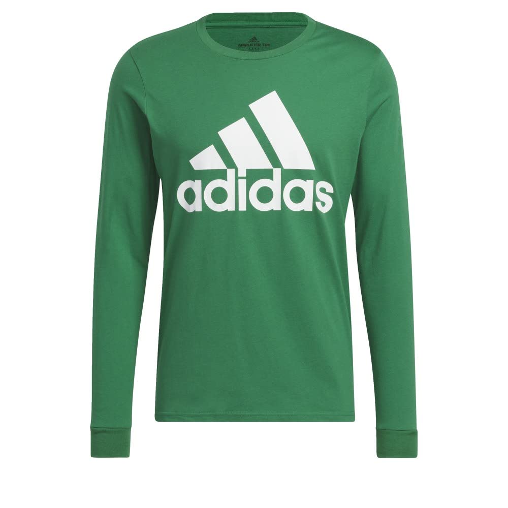 adidas Amplifier Long Sleeve Badge of Sport Tee Men's, Green, Size XL