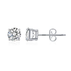 certified moissanite stud earrings, diamond earrings, 925 sterling silver jewelry for wife girlfriend,18k gold earrings for women, gifts for her(1ct, 2ct), white gold, moissanite