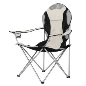 vasitelan outdoor camping chair with back support, padded lawn chairs folding arm chair with bag, cup holder