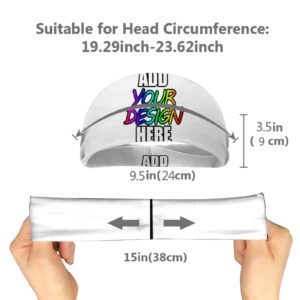 Personalized Sport Headband Hairband for Men Comfortable Nonslip Hair Sweat Bands Headbands Sweatband for Gym Running Basketball Yoga Fitness Exercise, White