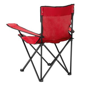 Vasitelan Outdoor Folding Camping Chair with Lumbar Back Support, Outdoor Lawn Chairs Arm Chair with Bag, Cup Holder (Red)