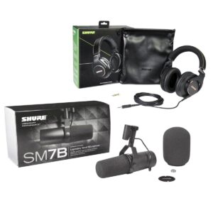 shure sm7b cardioid dynamic studio vocal microphone with shure srh840a professional studio closed-back over-ear monitoring headphones