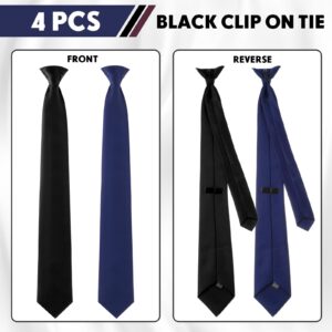 Bencailor 4 Pcs 24 Inch Men's Clip-on Ties Solid Color Men's Tie Pretied Clip on Ties for Men Men's Clip on Necktie Men's Button Ties(Black, Charcoal Grey, Navy Blue, Wine Red)