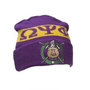 omega psi phi knit beanie purple