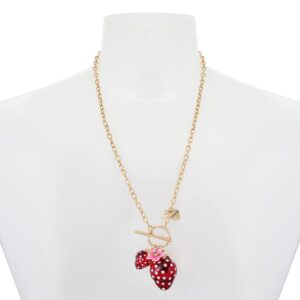 Betsey Johnson Strawberry Charm Pendant Necklace