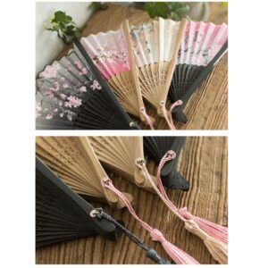 Folding Hand Fan for Women Hand Held Silk Folding Fans with Bamboo Foldable Chinese Japanese Vintage Fan Purple Sakura