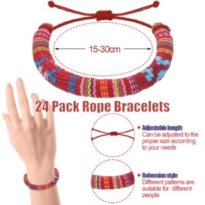 24 Pieces VSCO Bracelets for Teen Girls Friendship Bracelets Woven Braided Bracelet for Women and Men Boho Adjustable Ethnic Tribal Bracelet Rope String Bracelets