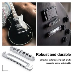 SAPHUE A Set of String Saddle Tune-O-Matic Bridge and Tailpiece with Studs for GB LP Style Electric Guitar (Chrome)